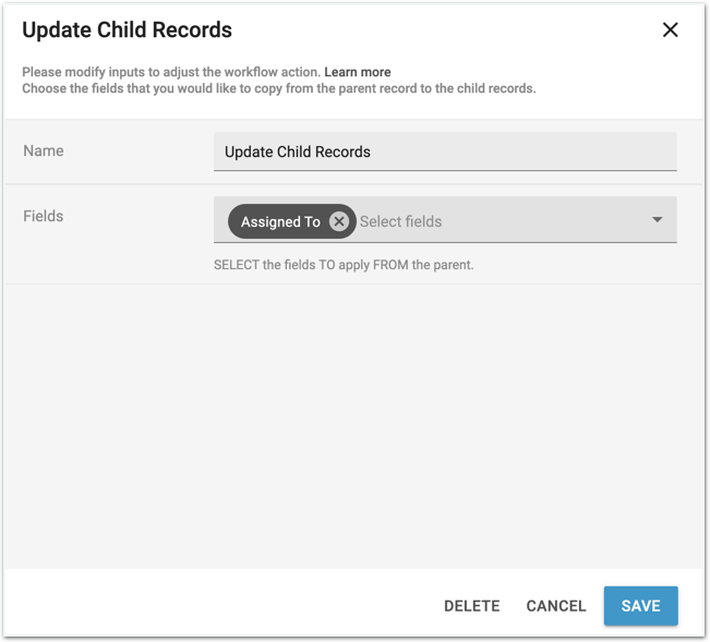 Using the Update Child Records block – Oomnitza Documentation