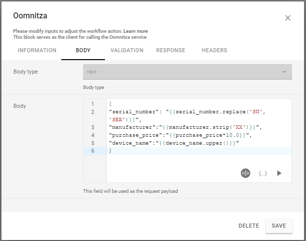 Using Jinja2 In Oomnitza Oomnitza Documentation